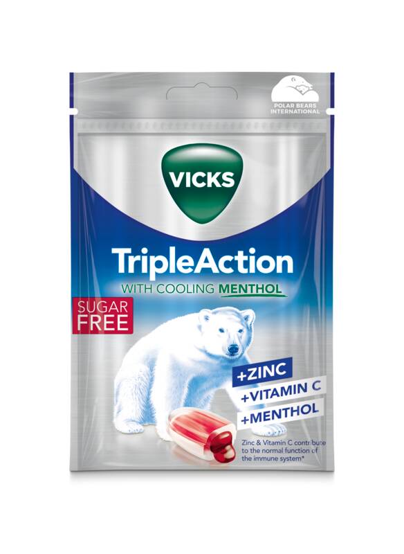 Vicks Vicks Triple action Z+C sokeriton kurkkupastilli 72g | Haugen-Gruppen